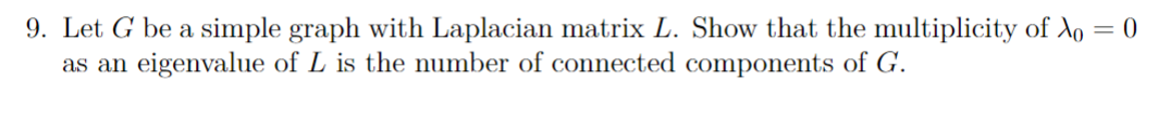 Solved 9. Let G be a simple graph with Laplacian matrix L. | Chegg.com