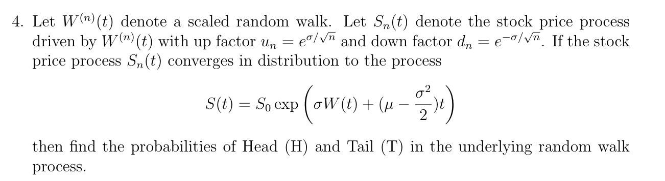 Solved Let W(n)(t) denote a scaled random walk. Let Sn(t) | Chegg.com Solved Let W(n)(t) denote a scaled random walk. Let Sn(t) | Chegg.com