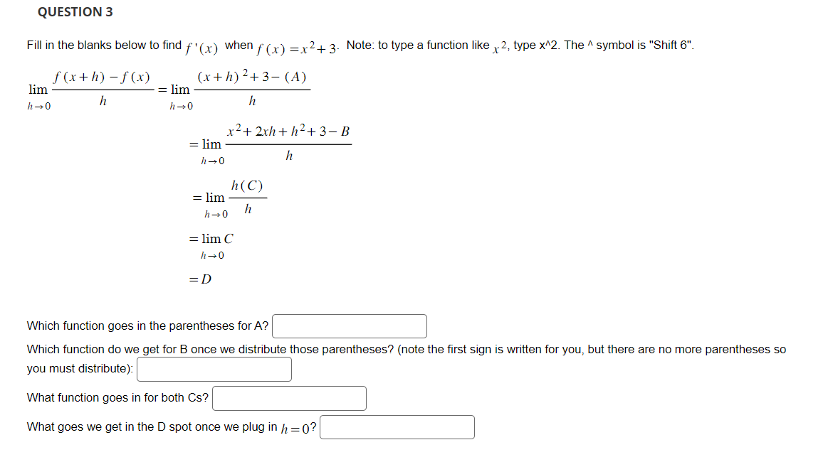 Solved Fill in the blanks below to find f′(x) when | Chegg.com