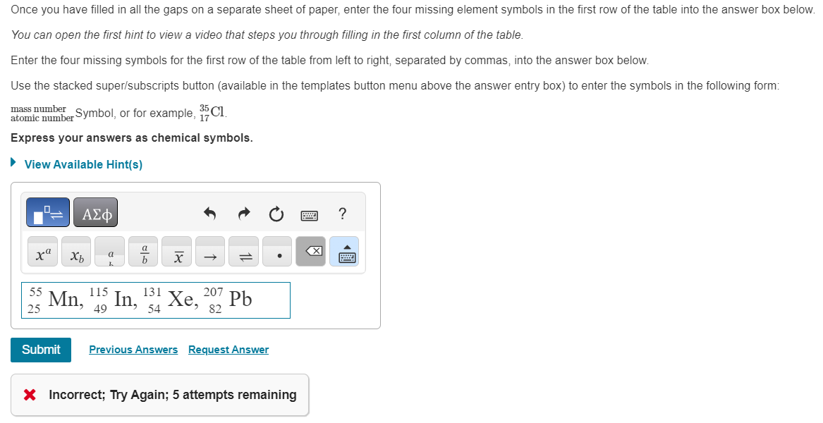 Solved \begin{tabular}{|l|l|l|l|l|l|} \hline Symbol & 1735Cl | Chegg.com