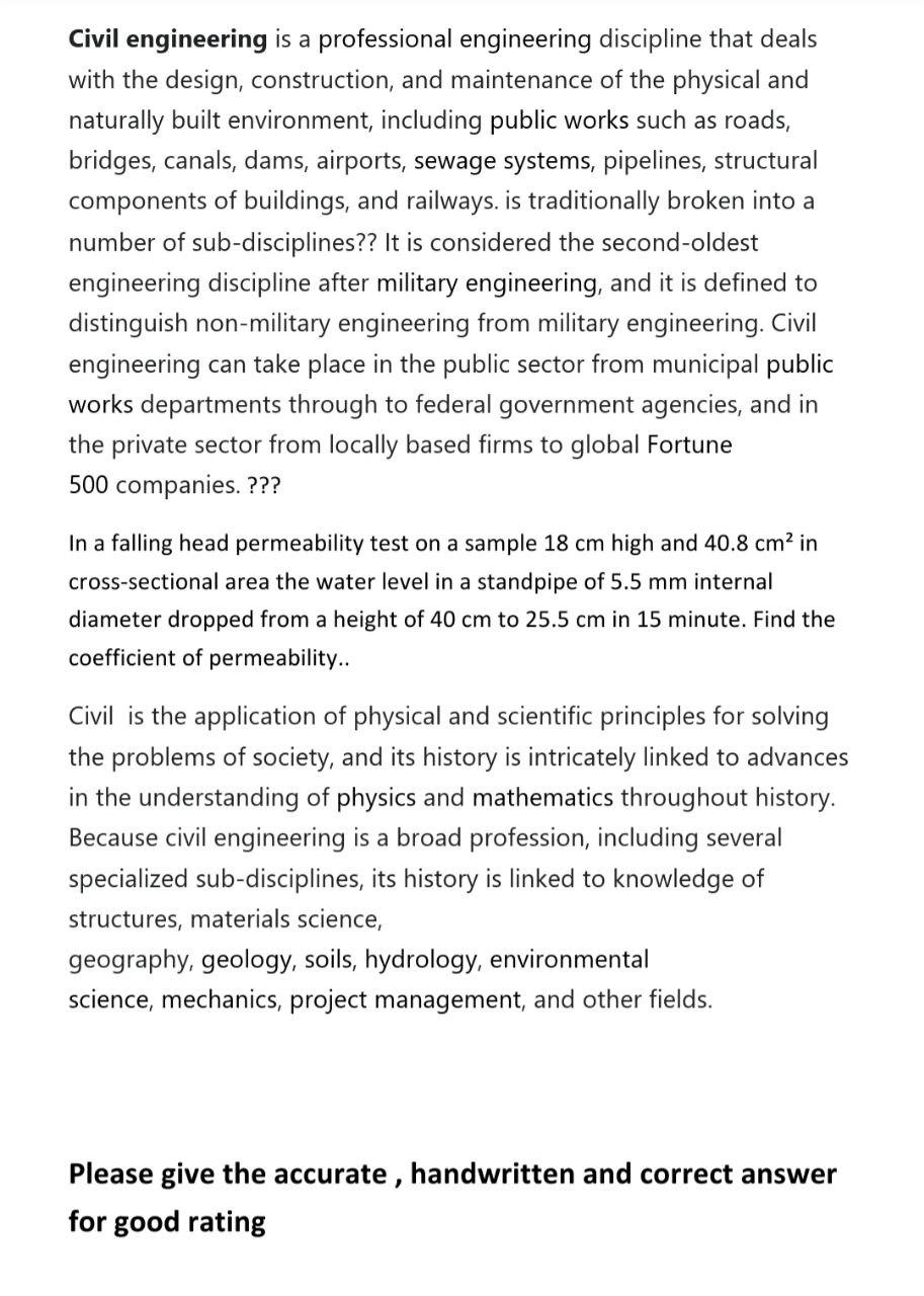 Solved Civil engineering is a professional engineering | Chegg.com