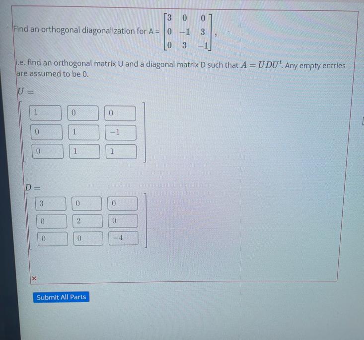 Solved Find an orthogonal diagonalization for | Chegg.com