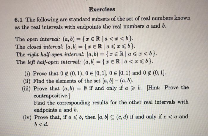 Solved Exercises 6.1 The following are standard subsets of | Chegg.com