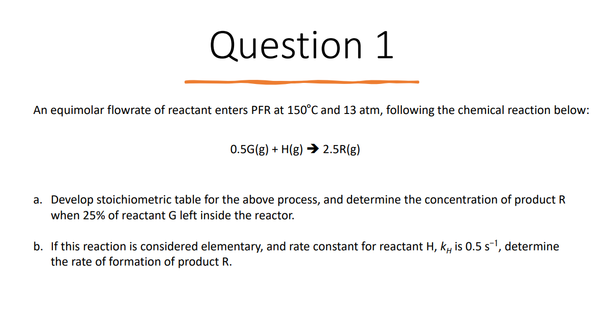Solved An ﻿equimolar flowrate of ﻿reactant enters | Chegg.com