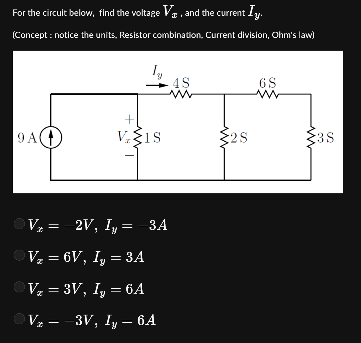 Solved For the circuit below, find the voltage Vx, ﻿and the | Chegg.com