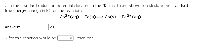 Solved Use the standard reduction potentials located in the | Chegg.com