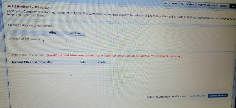 Solved CALCULATOR FULL SCREEN PRINTER VERSTON (BACK NET Do | Chegg.com