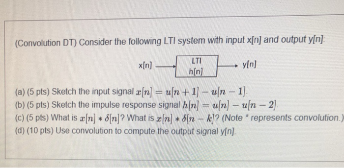 Solved (Convolution DT) Consider the following LTI system | Chegg.com