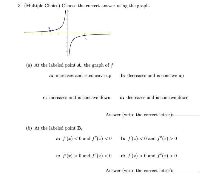 Solved 3. (Multiple Choice) Choose the correct answer using | Chegg.com