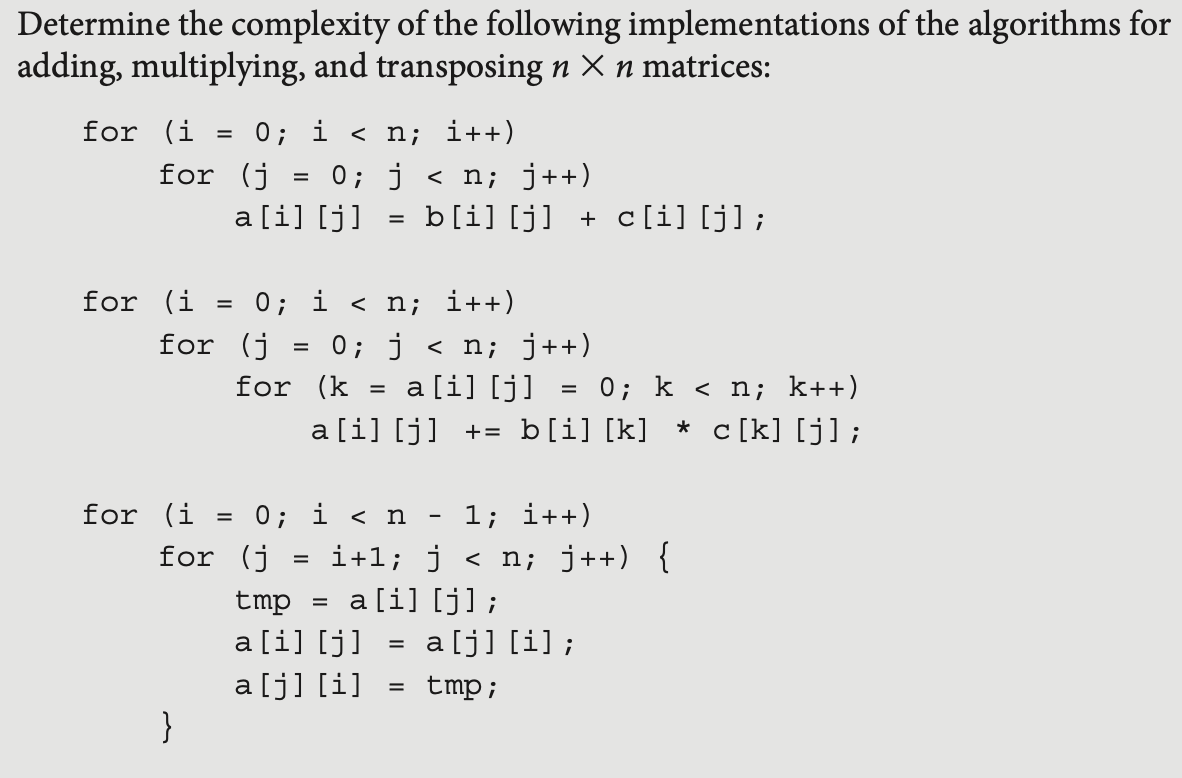 Solved Determine the complexity of the following | Chegg.com