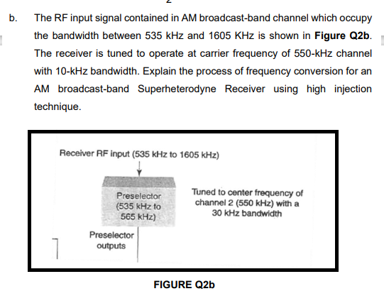 Solved b. The RF input signal contained in AM broadcast-band | Chegg.com