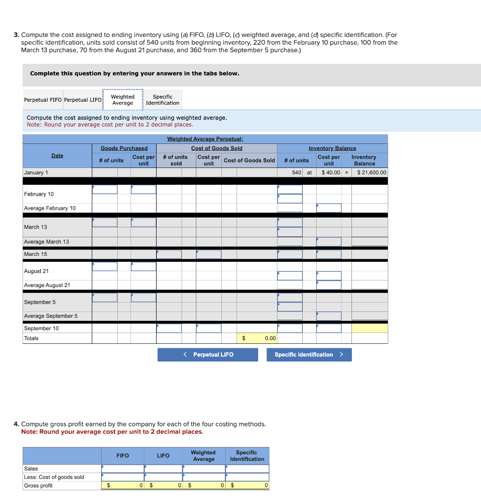 Solved 1. Compute cost of goods available for sale and the | Chegg.com