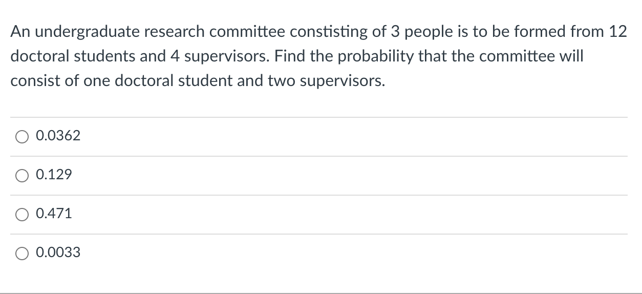 Solved An undergraduate research committee constisting of 3 | Chegg.com