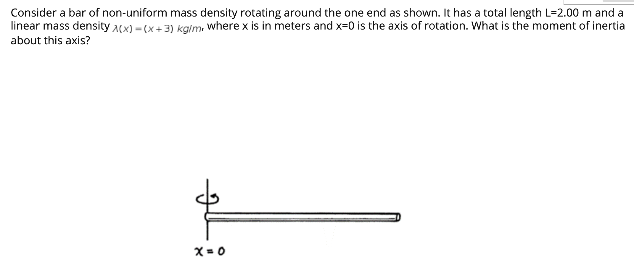 Solved Consider a bar of non-uniform mass density rotating | Chegg.com