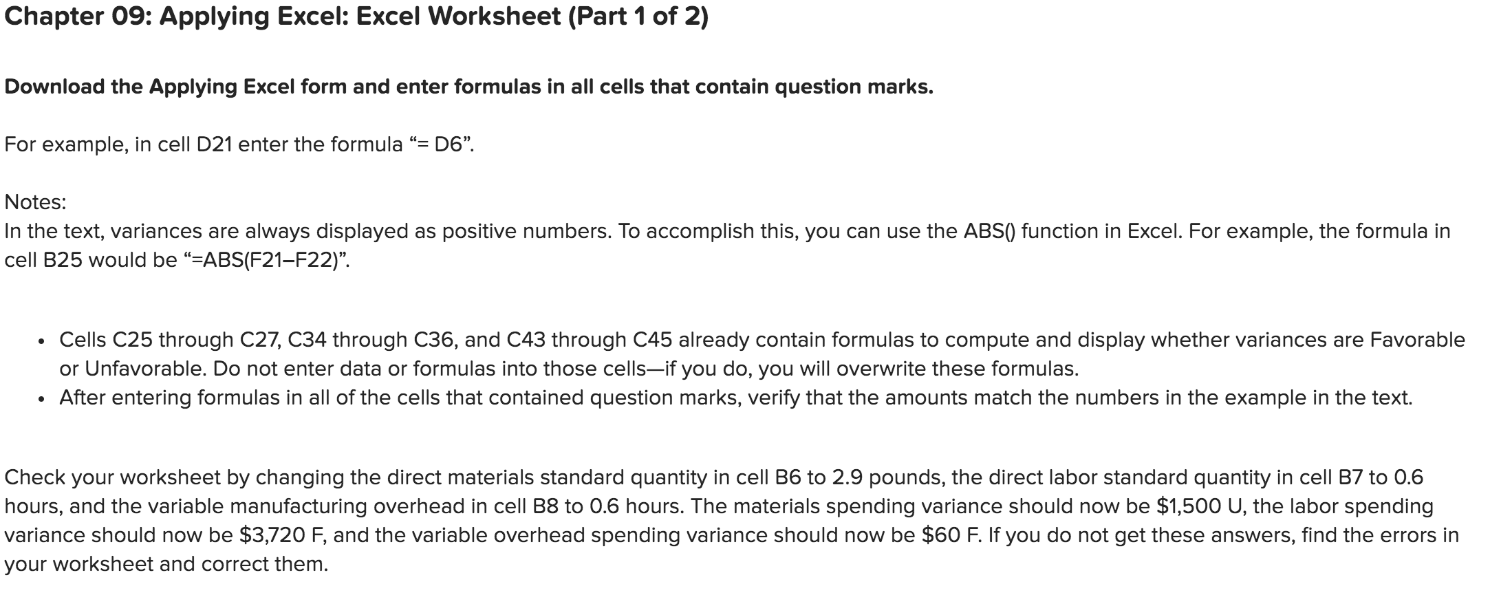Chapter 09: Applying Excel: Excel Worksheet (Part 1 | Chegg.com