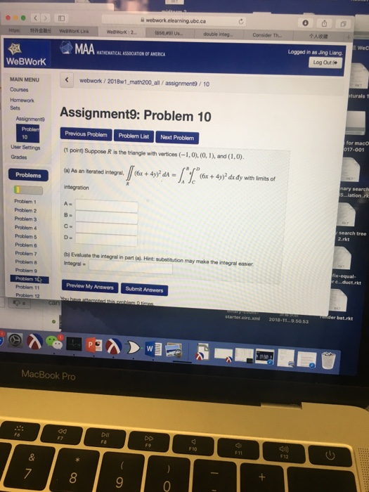 Solved webwork.elearning.ubc.ca WeC Logged in as Jing Liang | Chegg.com