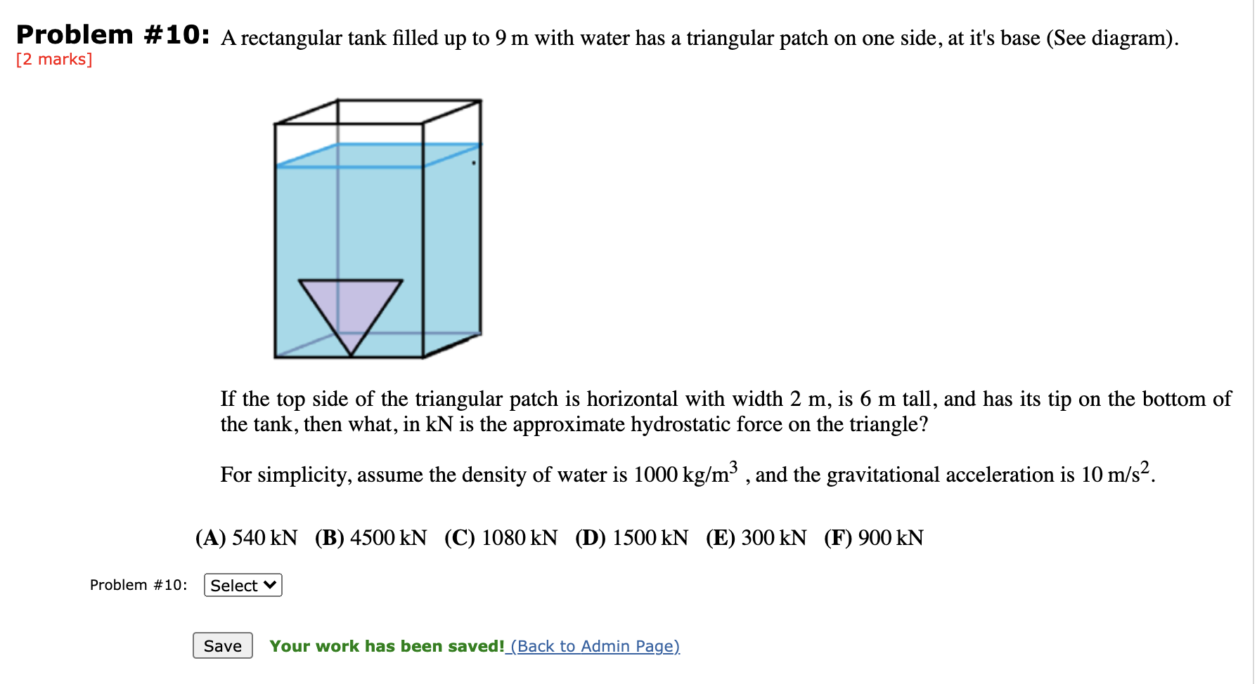 Solved Problem #10: A rectangular tank filled up to 9 m with | Chegg.com