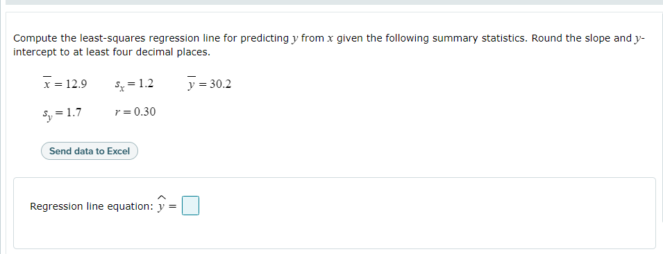 Solved Compute the least-squares regression line for | Chegg.com