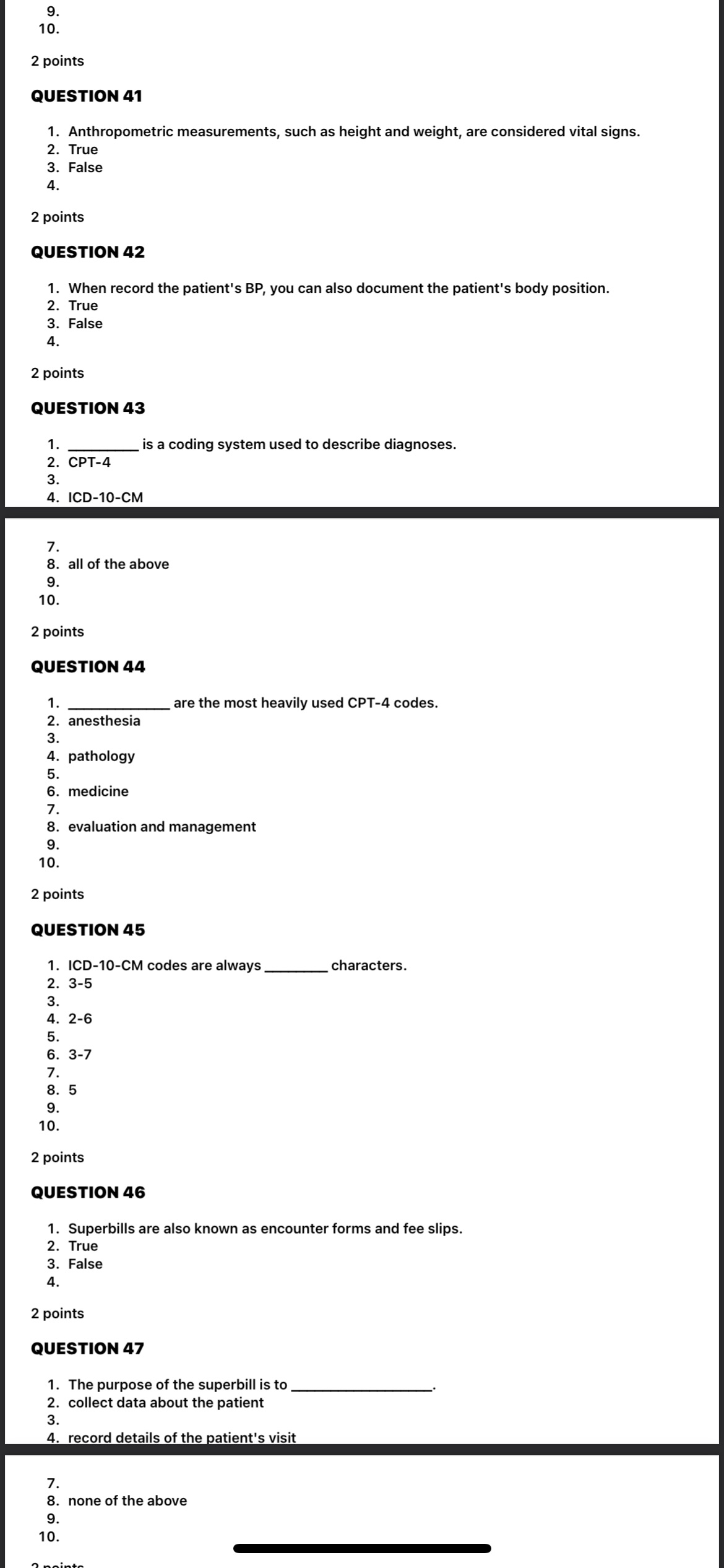 Solved 3. False 4. 2 points QUESTION 20 1. POC documentation | Chegg.com