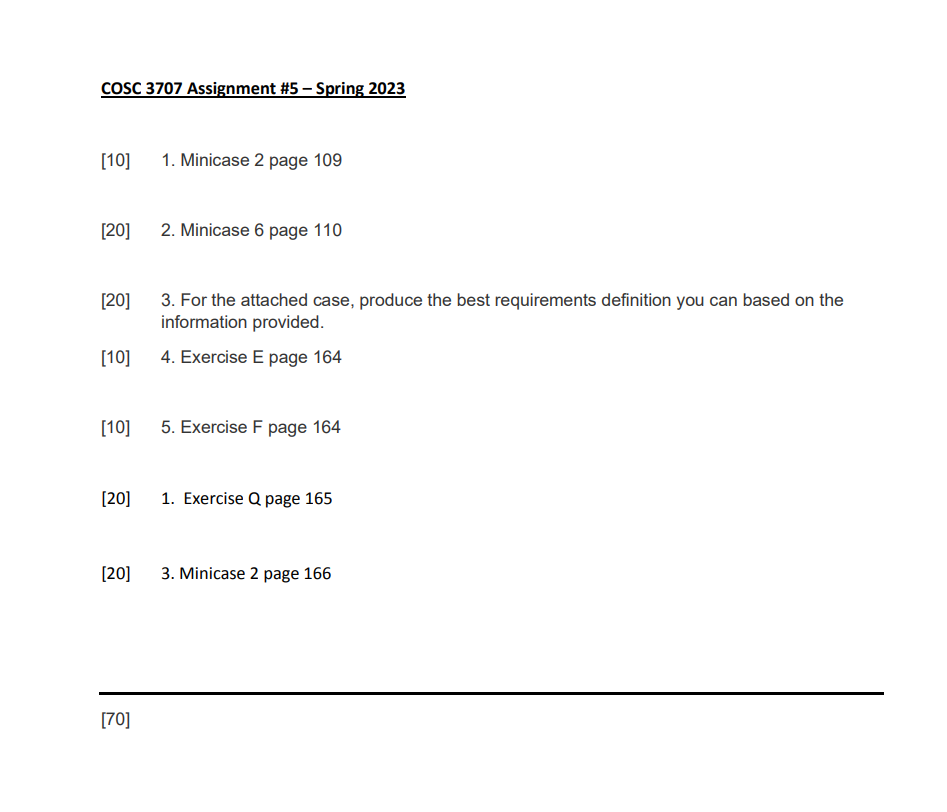 Solved COSC 3707 Assignment \#5 - Spring 2023 [10] 1. | Chegg.com