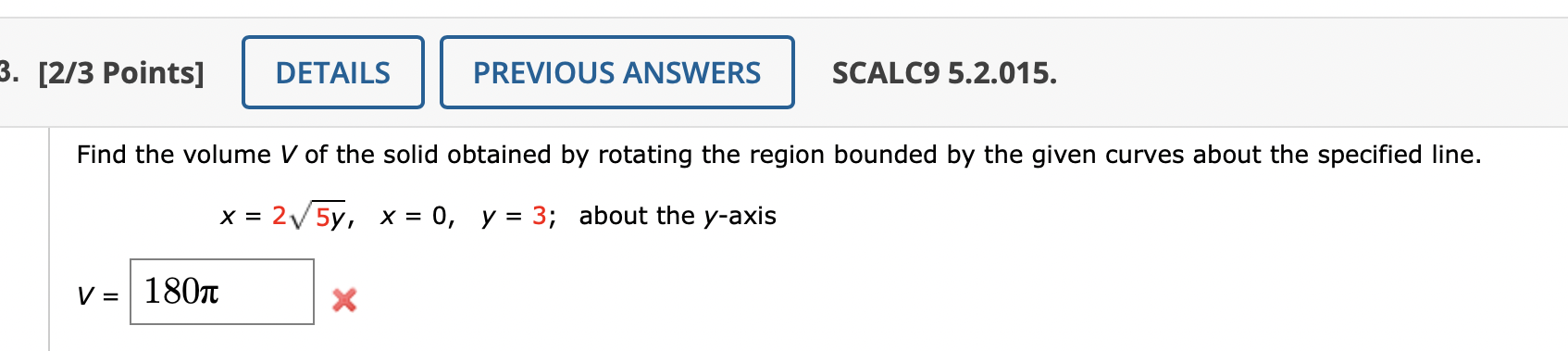 Solved 3. [2/3 Points] DETAILS PREVIOUS ANSWERS SCALC9 | Chegg.com