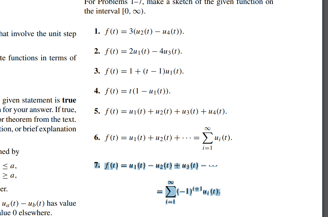 Solved problem 7: For Problems 1–7, make a sketch of the | Chegg.com