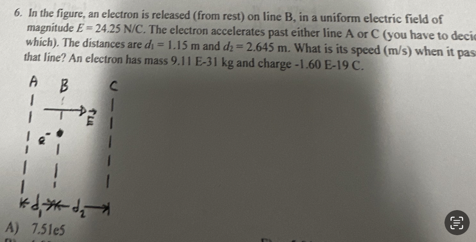 Solved 6. In the figure, an electron is released (from rest) | Chegg.com