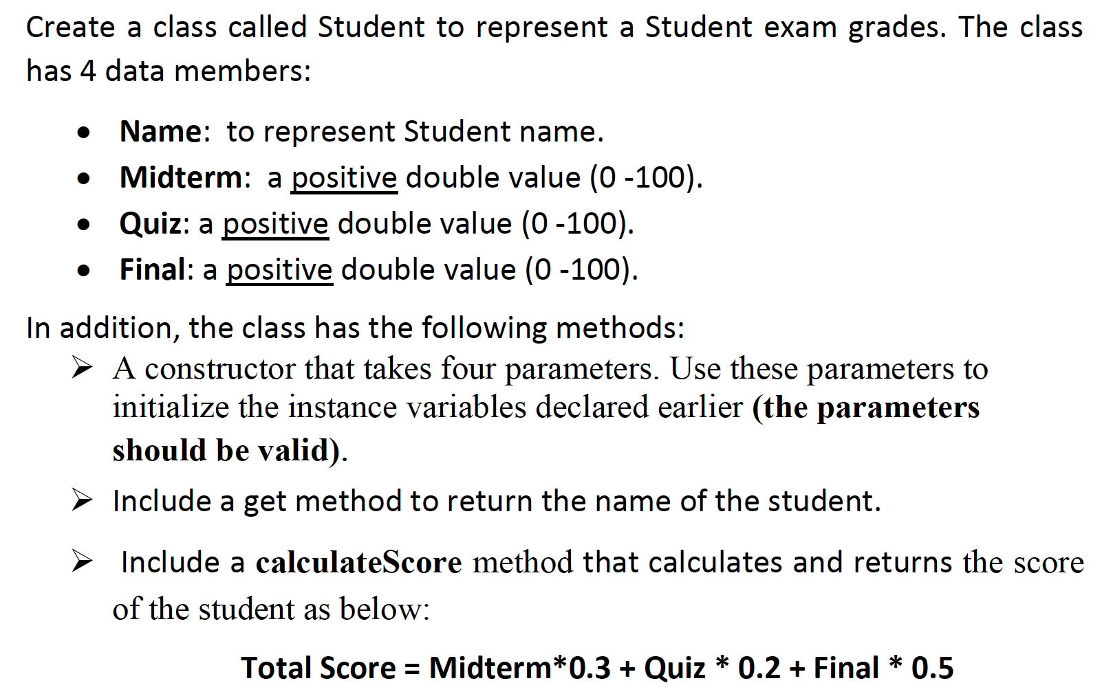 Solved Create a class called Student to represent a Student | Chegg.com