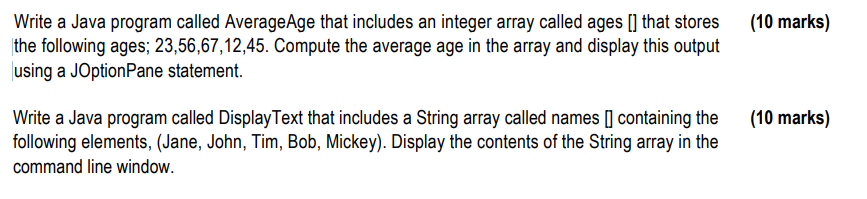 Solved (10 marks) Write a Java program called AverageAge | Chegg.com