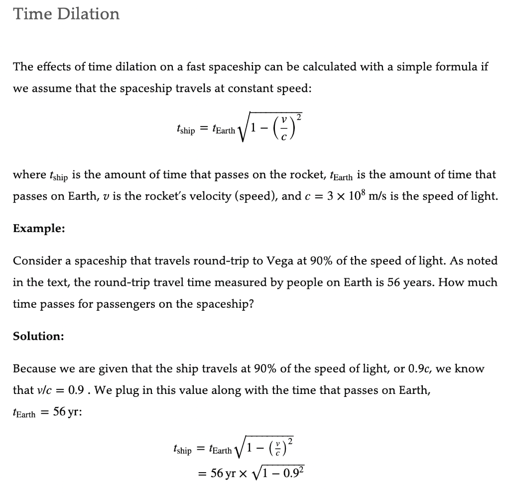 Solved 55. Relativistic Time Dilation. Use the time dilation | Chegg.com