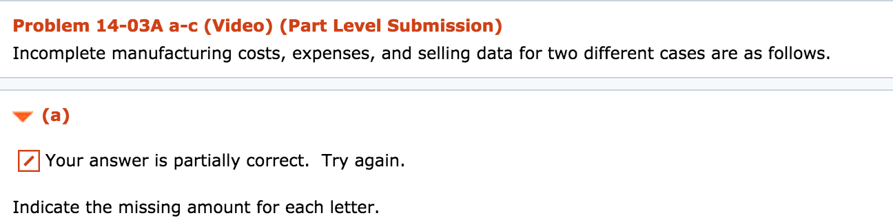 Solved Problem 14-03A a-c (Video) (Part Level Submission) | Chegg.com