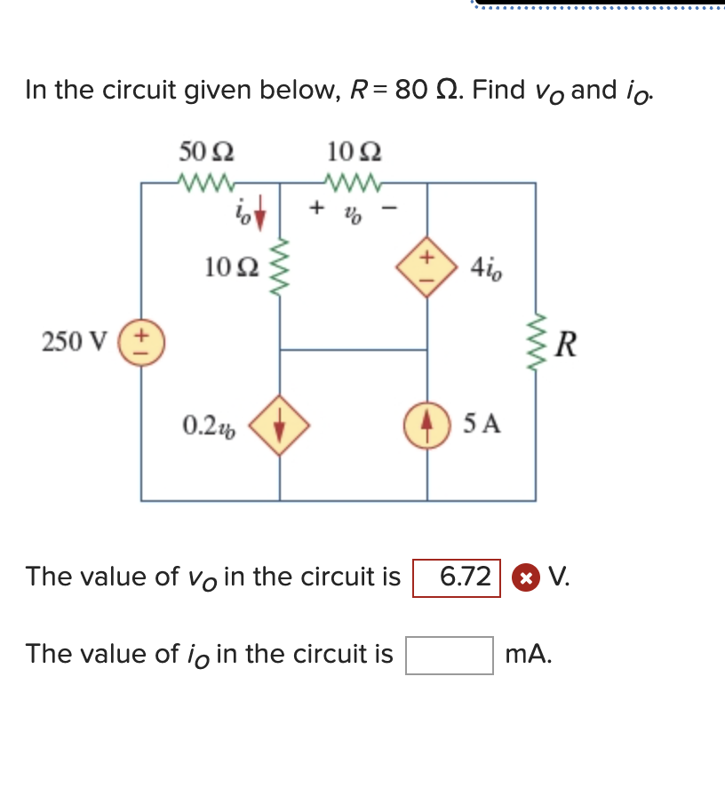 Solved In the circuit given below, R=80Ω. Find vO and iO. | Chegg.com