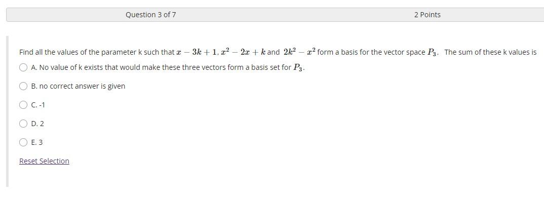 Solved Find All The Values Of The Parameter K Such That