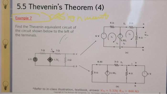 Solved 5.5 Thevenin's Theorem (4) Example 7 Ossiah many Find | Chegg.com