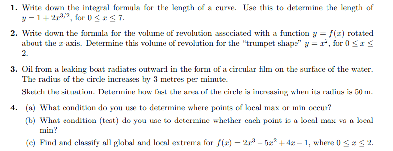 Solved 1. Write down the integral formula for the length of | Chegg.com