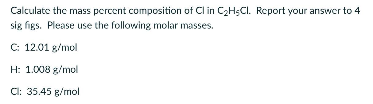 Solved Calculate the mass percent composition of Cl in | Chegg.com
