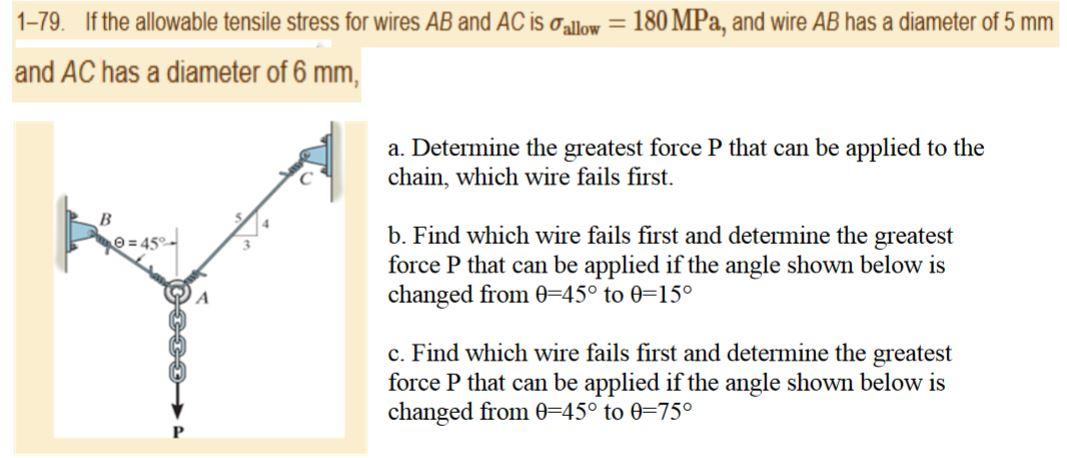 Solved 1-79. If the allowable tensile stress for wires AB | Chegg.com
