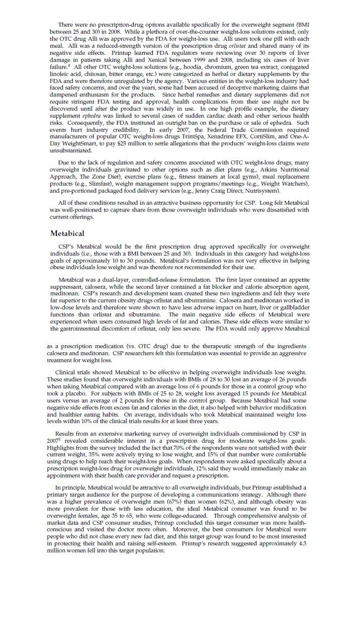 Solved Case of Study 1 - Metabical: Pricing, Packaging, and | Chegg.com