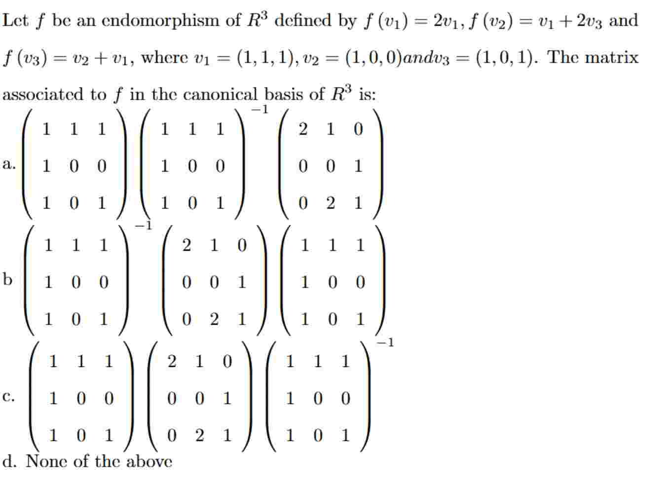 Solved Let f be an ﻿endomorphism of R3 ﻿defined | Chegg.com