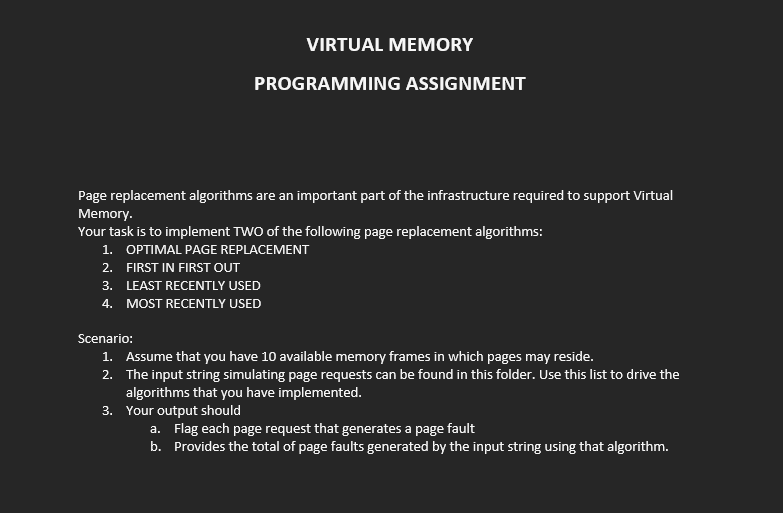 Solved VIRTUAL MEMORY PROGRAMMING ASSIGNMENT Page | Chegg.com