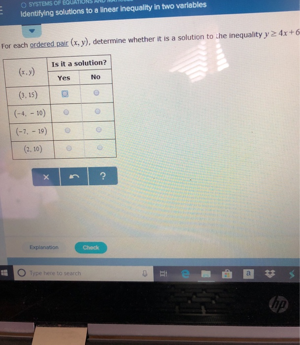 Solved O SYSTEMS OF EQU Identifying solutions to a linear | Chegg.com