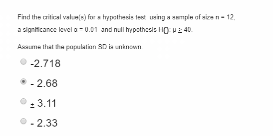 Solved 12 Find the critical value(s) for a hypothesis test | Chegg.com