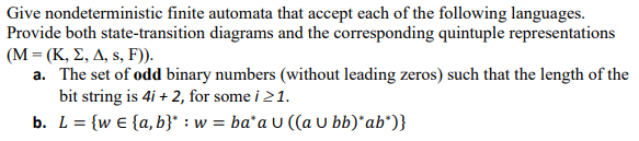 Solved Give nondeterministic finite automata that accept | Chegg.com