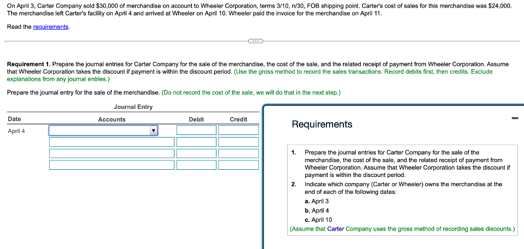 Solved On April 3, Carter Company sold $30,000 of | Chegg.com