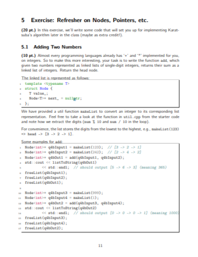 Solved 5 Exercise: Refresher on Nodes, Pointers, etc. (20 | Chegg.com