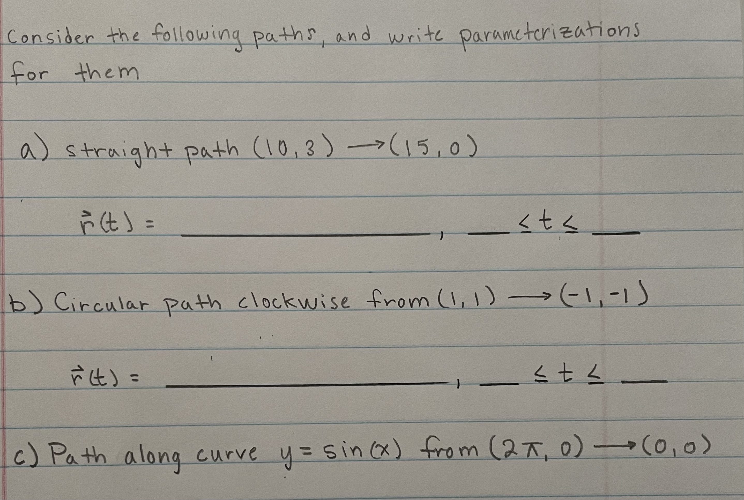 Solved Consider the following paths, and write | Chegg.com