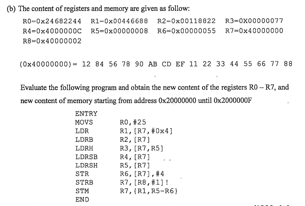 Solved (b) The content of registers and memory are given as | Chegg.com