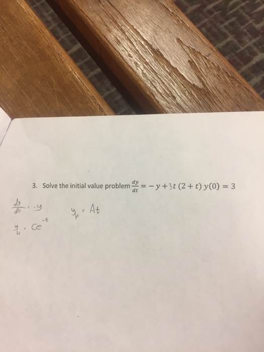 Solved Solve the initial value problem dy/dt = -y + 3t (2 + | Chegg.com
