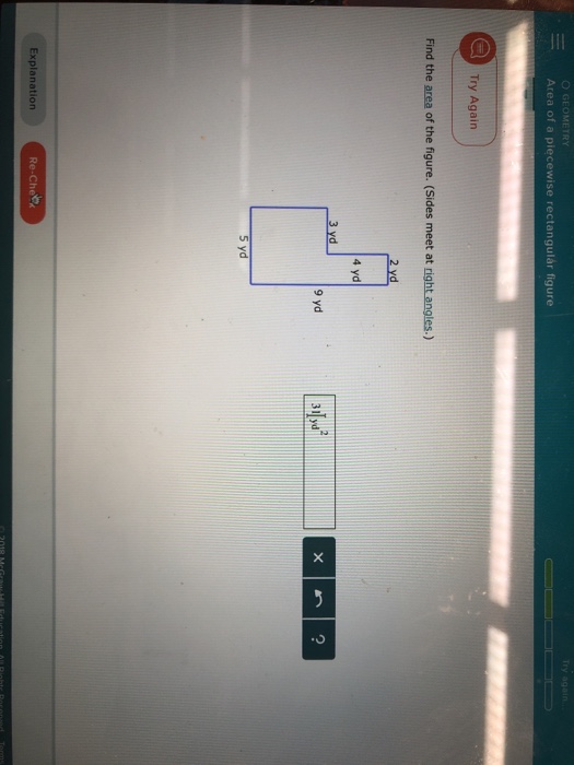 Solved O GEOMETRY Area of a piecewise rectangulár figure Try | Chegg.com