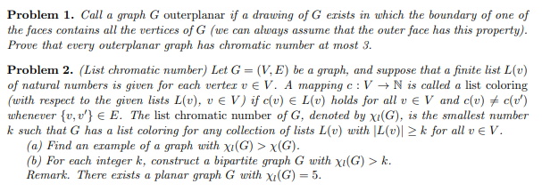 Solved Problem 1. Call a graph G outerplanar if a drawing of | Chegg.com